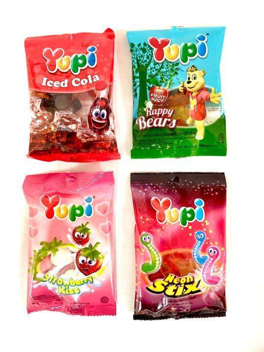 Yupi 40g Gummy Sweet Candy Strawberry Kiss Happy Bears Neon Stix Iced ...