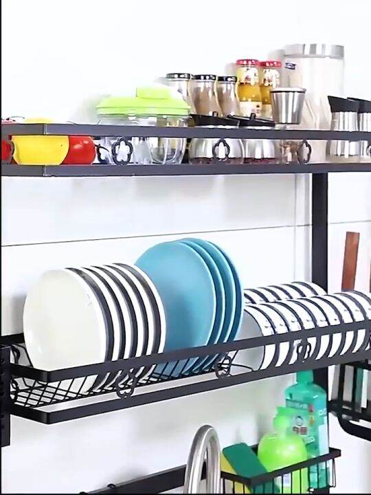 【65CM-125CM】Double Layer Kitchen Storage Shelf Non-Slip Stainless Steel ...