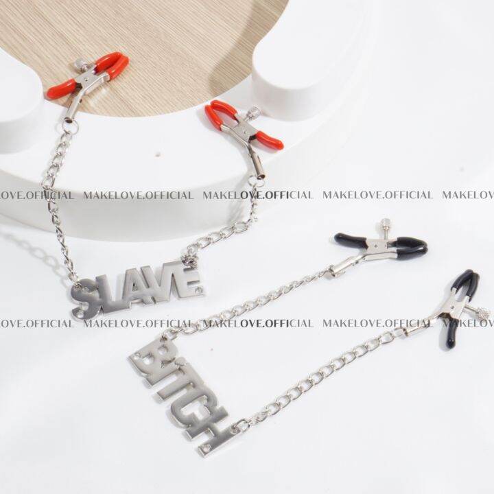 พร้อมส่ง | Makelove คลิปหนีบนม ห้อยจี้ภาษาอังกฤษโลหะสแตนเลสหนาและเงา ...