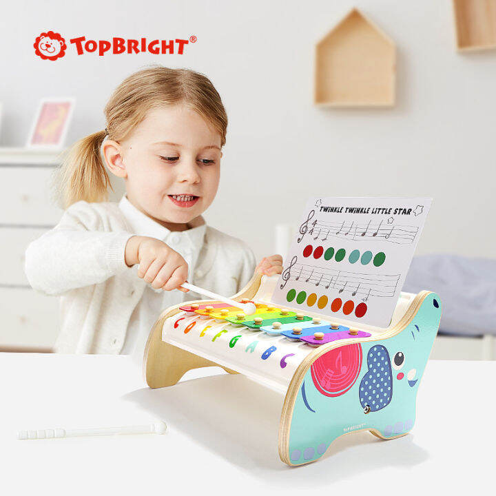 【S.mart】TopBright wooden eight tones elephant xylophone music toys for ...