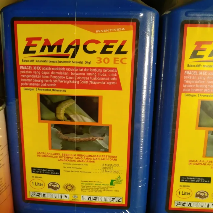 Emacel 30EC, BA: emamectin benzoat, racun kontak dan lambung, berwarna ...