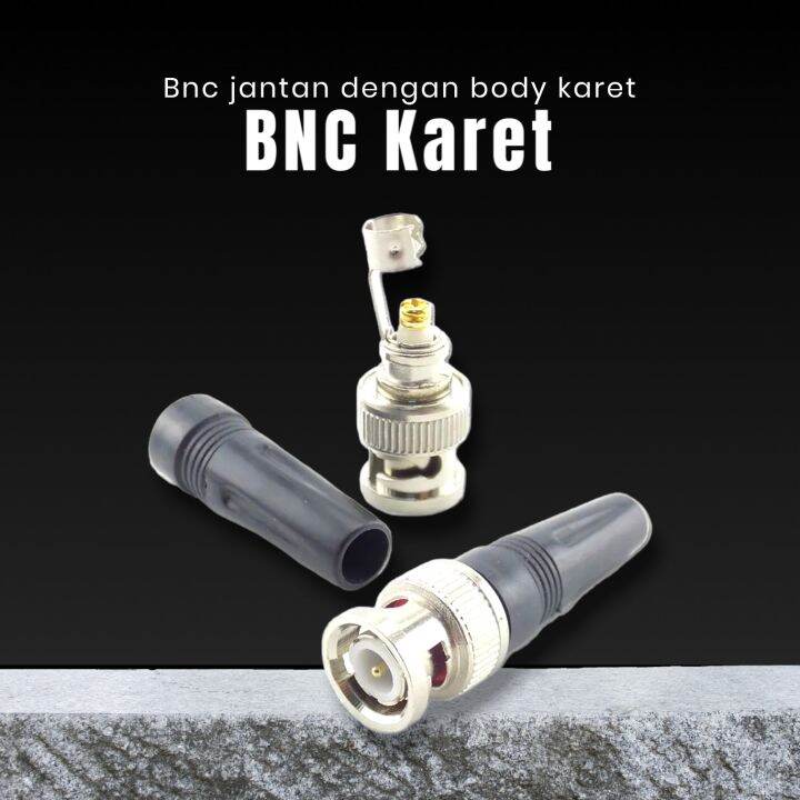 Konektor jack BNC jantan bodi karet pemasangan connector tanpa solder hanya dengan mur baut ...