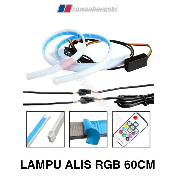 Lampu LED alis RGB DRL 30CM 45CM 60 CM MOTOR MOBIL SEIN 12V 24V RUNNING ...