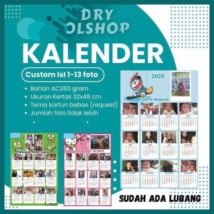 13 Foto Kalender Custom Design / Karakter / Foto Plus Lubang | Cetak ...