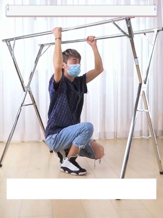 Reinforce 2.4m Foldable Sampayan Stainless Clothes Rack Laundry Drying ...