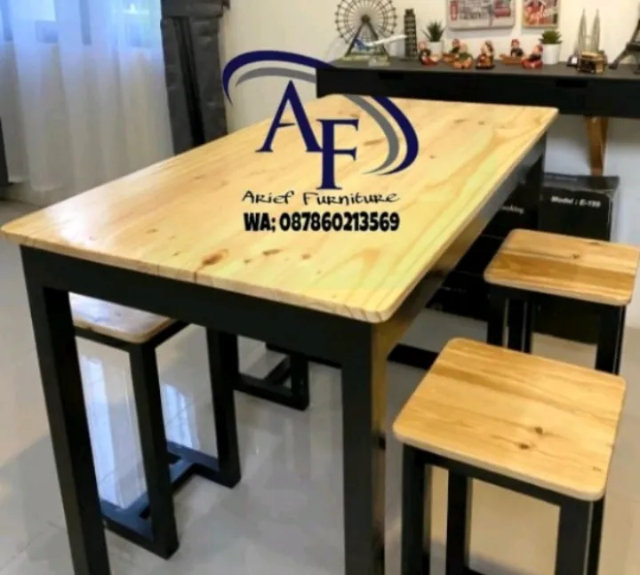 meja makan cafe resto termurah satu set | Lazada Indonesia