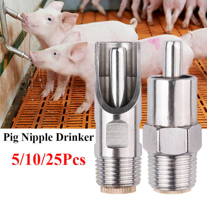 5/10/25Pcs Stainless steel pig drinker Automatic nipple drinker for ...