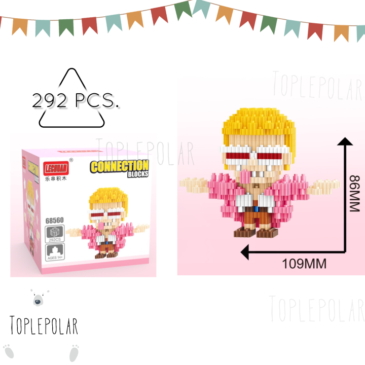 ชุดตัวต่อ เรโก้นาโน Block เรโก้จิ๋ว Lechuan 68560 ชุดโจรสลัดหมวกฟาง ชายผมสีเหลืองใส่ชุดชมพู ...