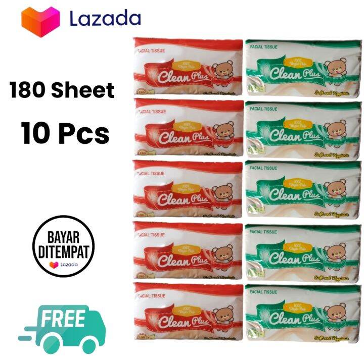 tissue clean plus 180 sheet 10 pcs | Lazada Indonesia