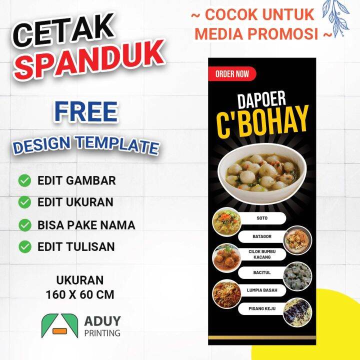 BANNER SPANDUK KEDAI MAKANAN POTRAIT BISA COD UK. 160X60 | Lazada Indonesia