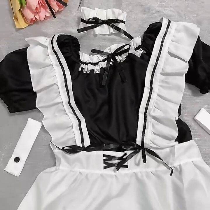 Full Set Lolita dress maid outfit for women girl men kids maid costume ...