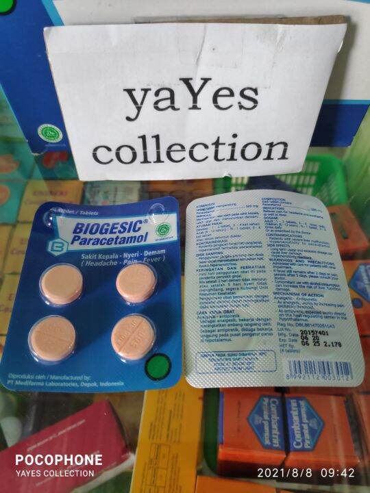 Paracetamol Biogesic Harga 1 Blister isi 4 Tablet Obat Menurunkan panas ...