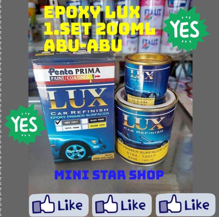 CAT PENTA LUX EPOXY PRIMER SURFACER ABU -ABU + HARDENER 200ML( 2 KOMPONEN) | Lazada Indonesia