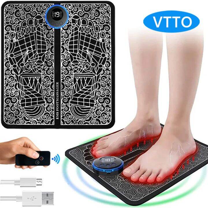 VTTO EMS Foot Massager Pad Portable Foldable Massage Mat Pulse Muscle ...