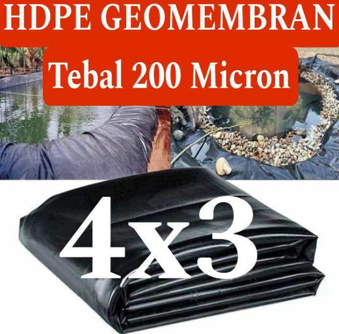 Plastik kolam Hdpe Geomembran ukuran 4x3 Meter Tebal 200 Micron ...