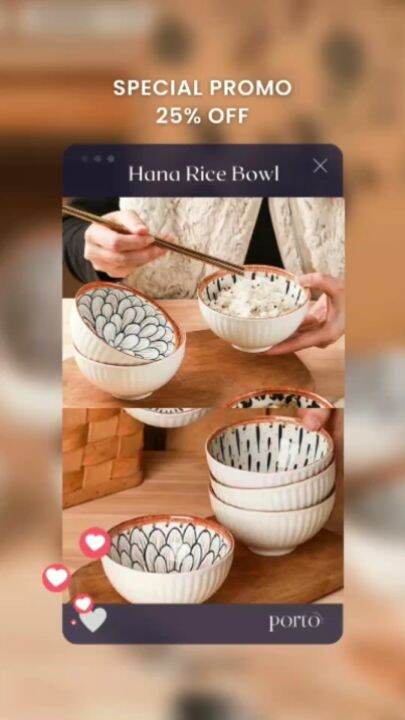 PORTOWARE - HANA Rice Bowl / Mangkuk Nasi Jepang / Rice bowl Keramik ...