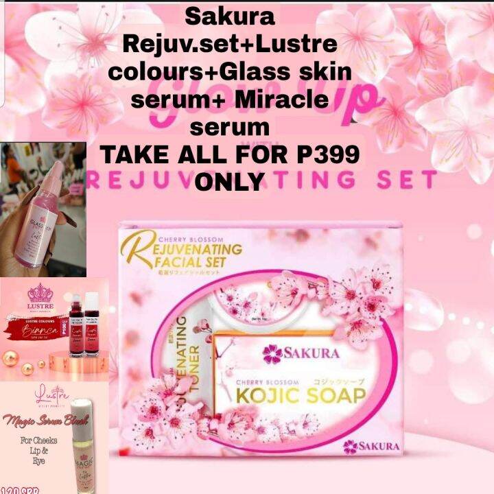 SAKURA REJUVENATING SET+GLASS SKIN+LUSTRE CLOURS+MAGIC SERUM TAKE ALL ...