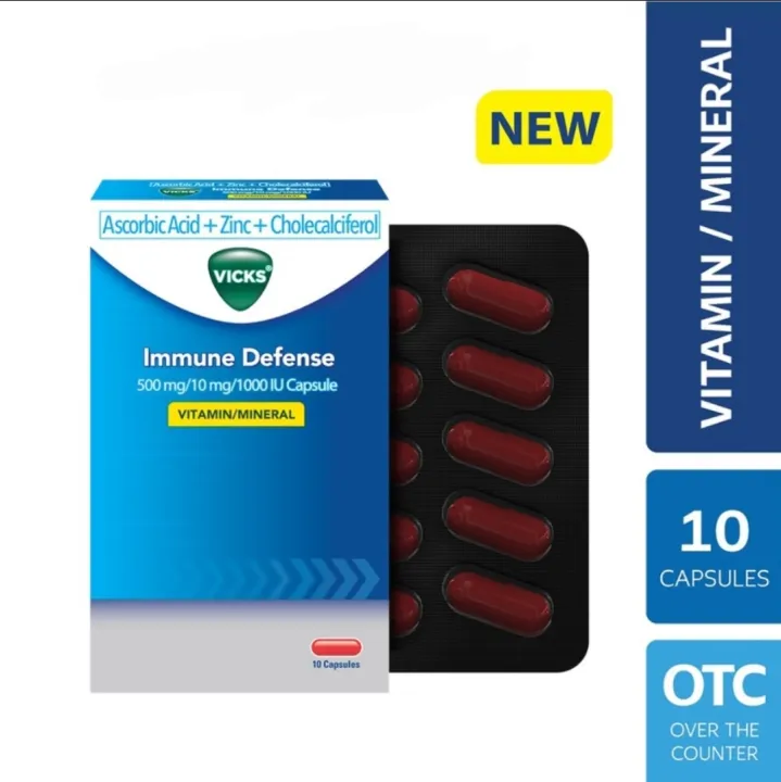 Vicks Immune Defense Multi Vitamins 10 Capsules (Vitamin-C Vitamin D3 ...