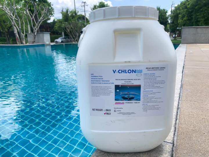 สินค้าขายดี!! คลอรีน TCCA 90% ยี่ห้อ V-Chlon วี-ชอร์ ขนาด 50 กิโลกรัม ...