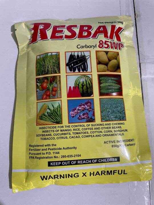 RESBAK 85WP INSECTICIDE CARBARYL / LIKE SEVEN ELEVEN (50 GRAMS PER PACK ...
