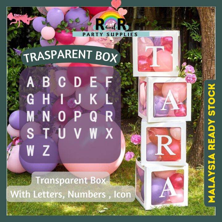 DIY Alphabet A-Z Transparent Balloon Box Boy Girl Happy Birthday Party ...