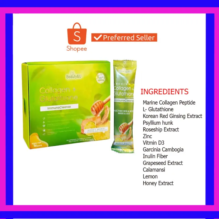 Beauty&U Premium Collagen + Glutathione Immuno Cleanse Drink (1 Box ...