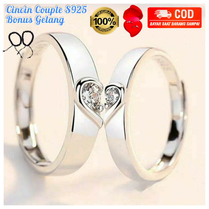Cincin Couple Perak S925 Ring Pria Wanita Silver925 Sterling Anti Karat ...