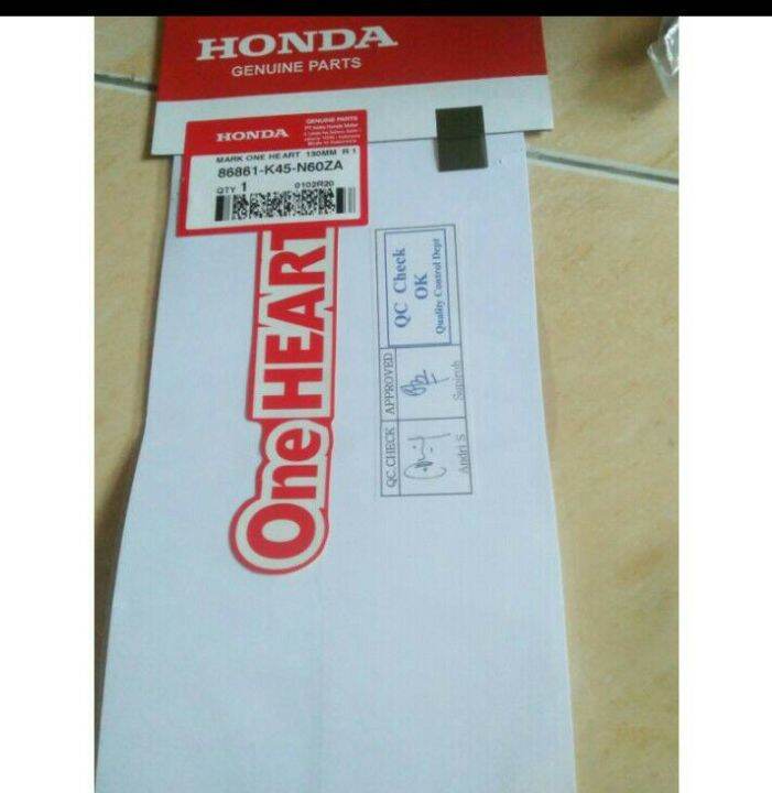 sticker stiker logo tulisan one heart hart 130mm original honda ...