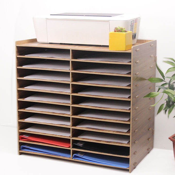 Multi-Layer Desktop File Shelf 20 Grid A4 Paper Office Student ...