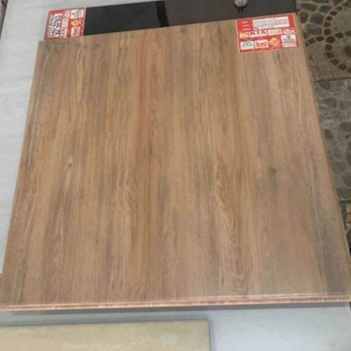 keramik lantai 50x50 pecan wood beige textur matte by kia | Lazada Indonesia