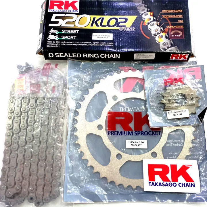 RK Sprocket Set Ninja 250 RK520 KLO2 O-Ring (NORMAL Chain) | Lazada
