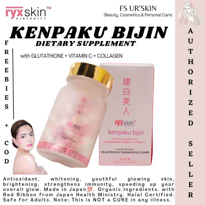 Ryxskin Kenpaku Bijin Glutathione Collagen Vitamin C (62 capsules) Made ...