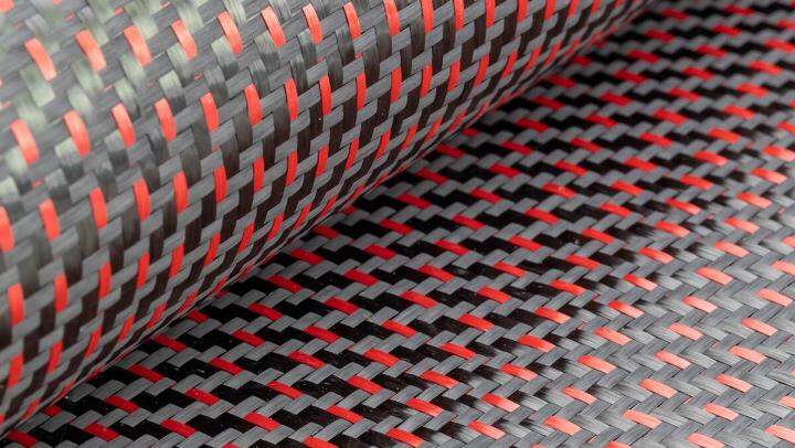 F234 COOVA 3K Red Kevlar & Carbon Fiber Fabric Cloth 2+1Mixed Plain ...