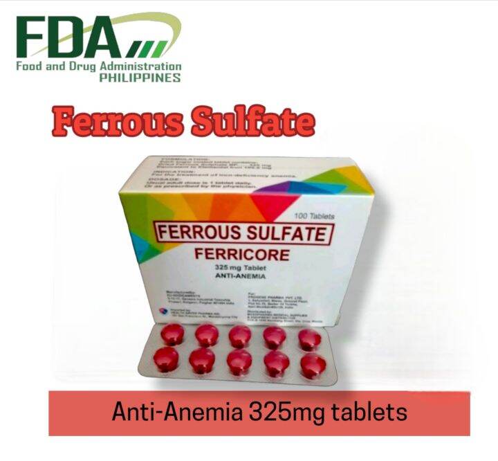 FERRICORE Ferrous sulfate Anti-Anemia 325mg 100 Tablets | Lazada PH