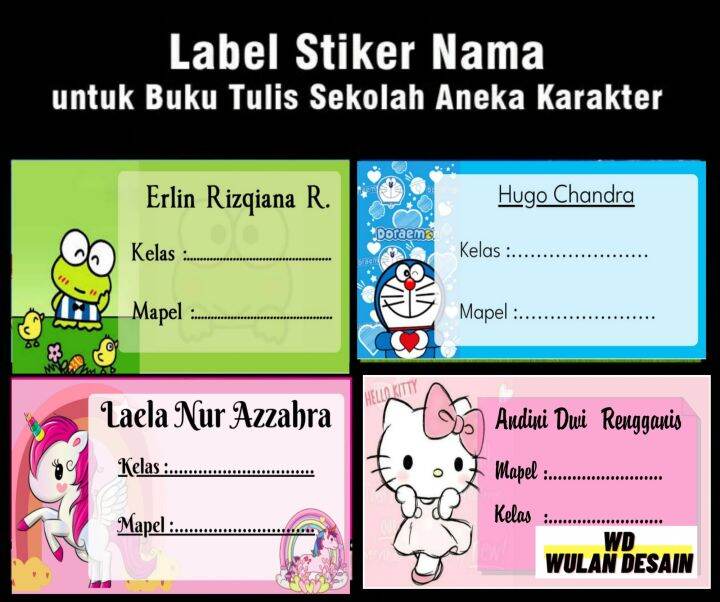 Cetak Label Stiker Nama buat Buku Tulis Custom Free Desain Template ...