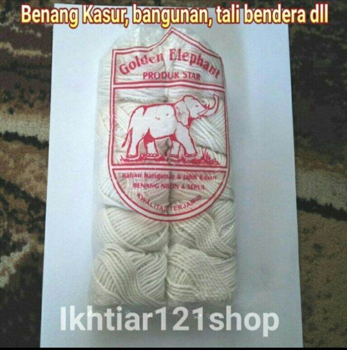 Benang Kasur/Tali Bendera/Benang tali bangunan cap gajah 1Pack isi 10 ...