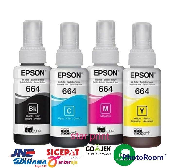 Tinta Epson 664 Original Premium 1set C M Y BK Tinta EPSON T664 T-664 T 664 T6641 T6642 Original ...