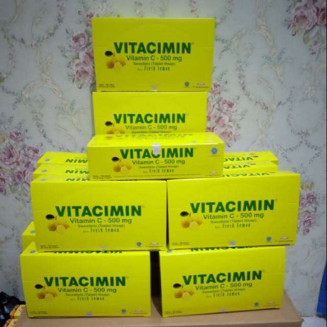 Vitacimin Lemon 1 box isi 20 tablet 10 strip Vitamin C 500mg | Lazada ...