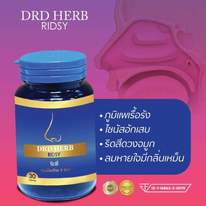 ของแท้-ส่งฟรี ไซนัส ภูมิแพ้ หอบหืด หวัดเรื้อรัง แนะนำ DRD HERB RIDSY สมุนไพร 9 ชนิด | Lazada.co.th