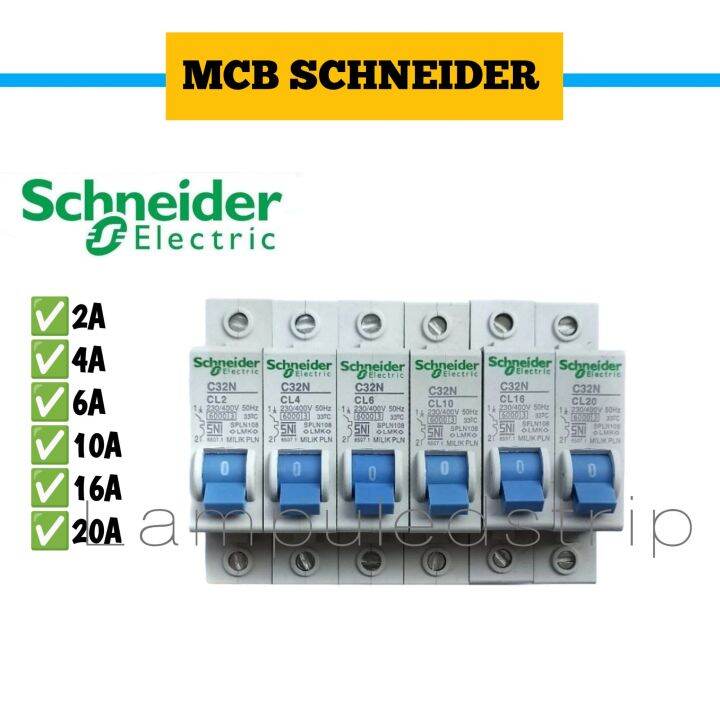 MCB Schneider 2a 4a 6a 10a 16a 20a Biru SPLN PLN Original 1P 1 Phase Breker | Lazada Indonesia