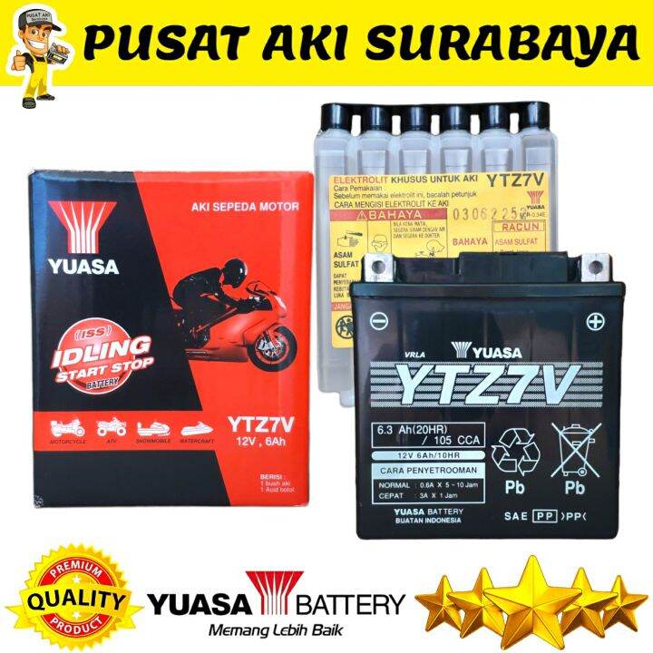 NEW ORIGINAL ACCU YUASA YTZ7V 12V 6AH UNTUK MOTOR MT 250 FREEGO SPRINT ...
