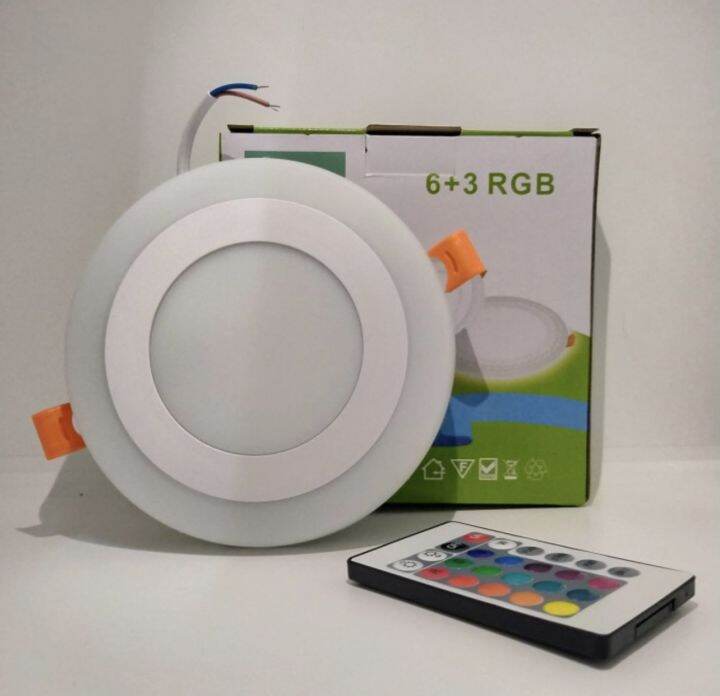Lampu downlight led panel 2 warna 6 watt / led panel downlight 3w + 3w ...