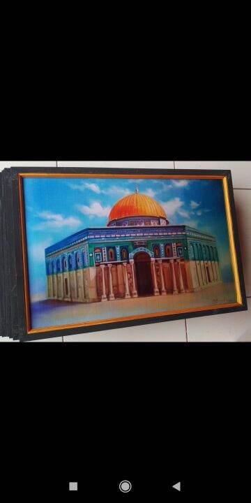 lukisan cetak masjid Al Aqsha Palestina plus bingkai ukuran 65×45 ...