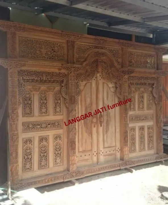 Pintu gebyog ukir kayu jati Jepara, lebar 4 meter. | Lazada Indonesia