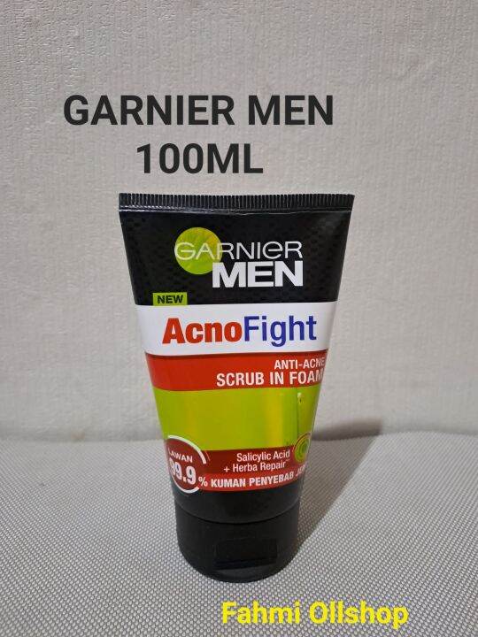 GARNIER Men Acno Fight Anti Acne Scrub In Foam 100ml | Lazada Indonesia