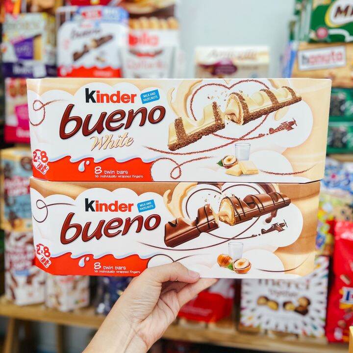 kinder Bueno คินเดอร์บูเอโน่ เวเฟอร์ช็อกโกแลตเฮเซลนัท ขนาด 16 แท่ง🍫 ...