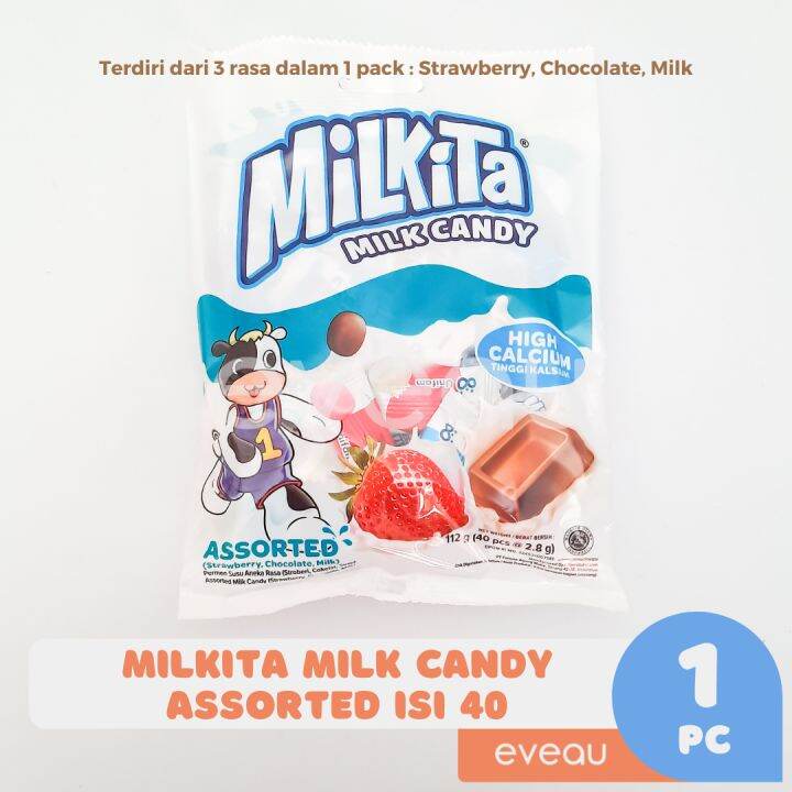 Milkita Milk Candy Assorted Refill 112 gram Isi 40 x 2,8 gram Permen 3 ...