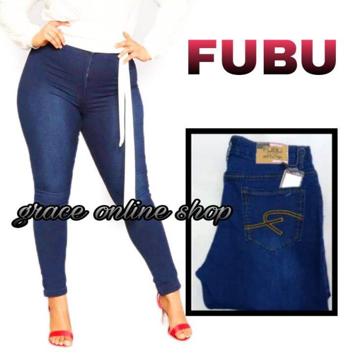 Fubu dark blue plus size stretchable skinny jeans pants for women ...