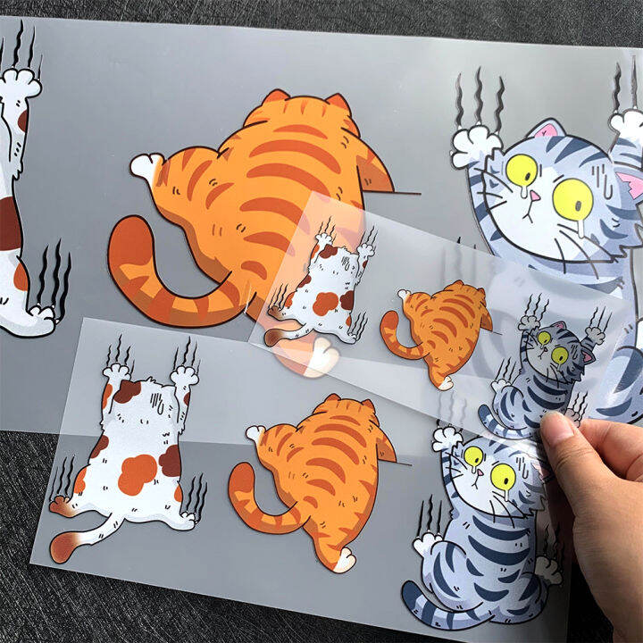 Pet Cat Car Sticker Fun Cat Scratch Reflective Sticker Side Window Body ...
