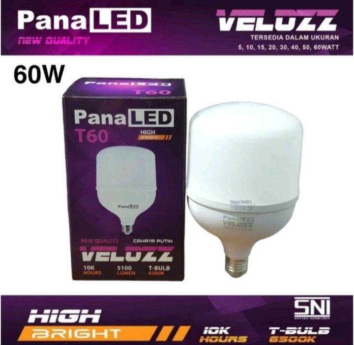 Lampu Panaled Velozz 60W 60 Watt Bohlam LED Kapsul Capsule Jumbo Super Terang SNI By Luby ...